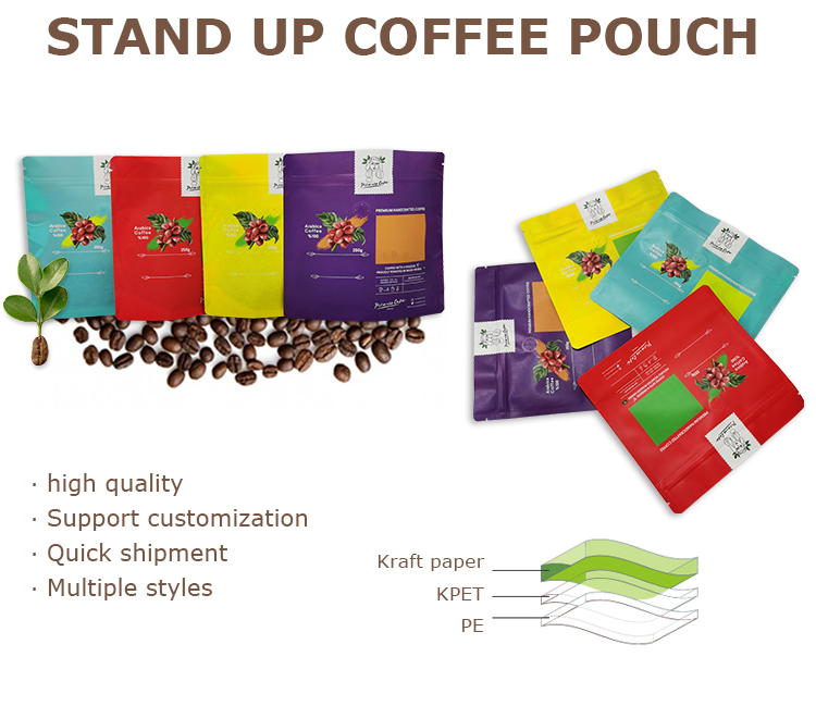 Laminated Material Kraft Paper Stand Up Pouch Coffee Bag from China ...
