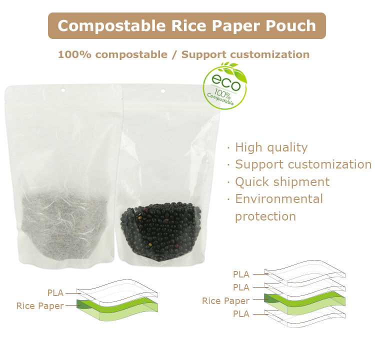 Compostable Food Grade Rice Paper Eco Friendly Printed Transparent ...